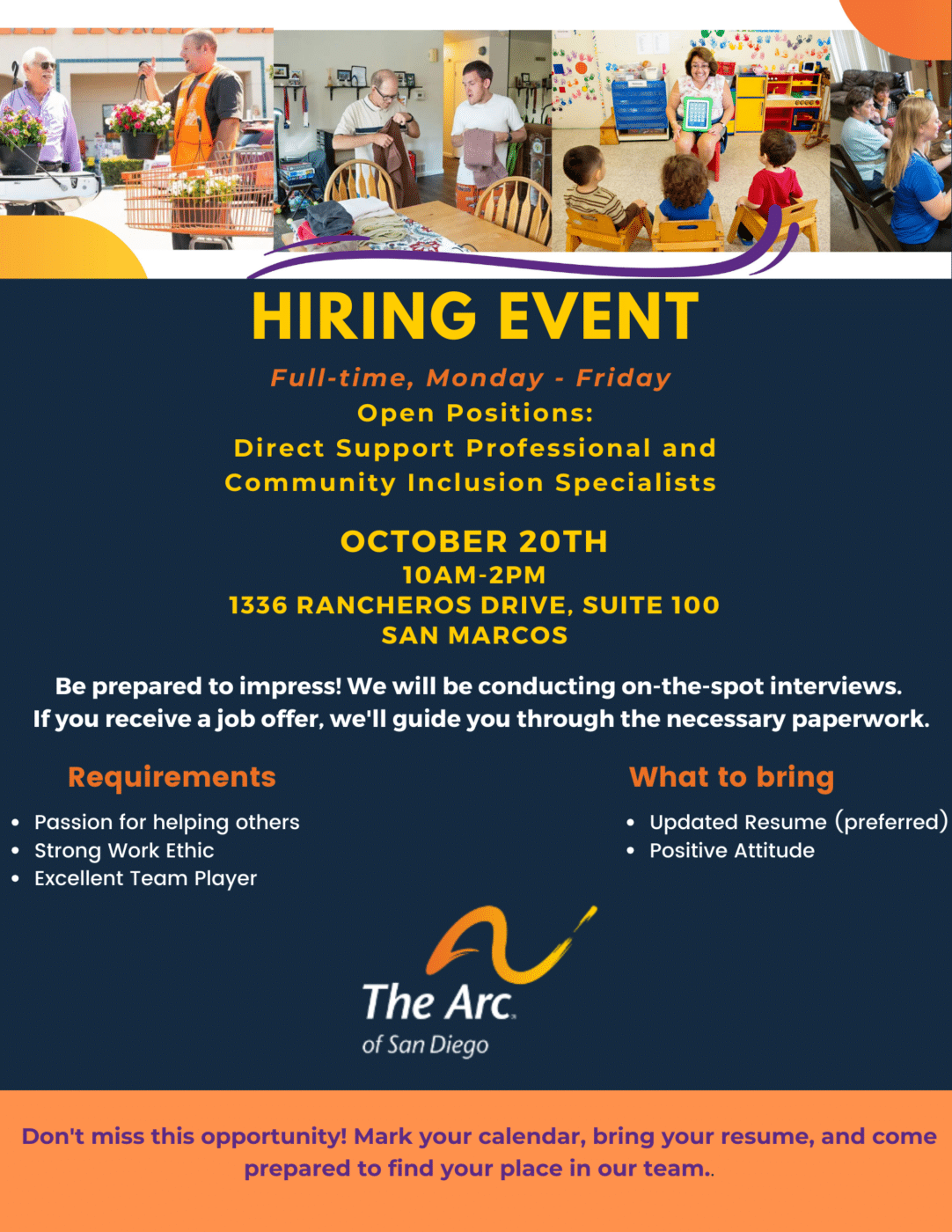 NC Hiring Event | Arc of San Diego